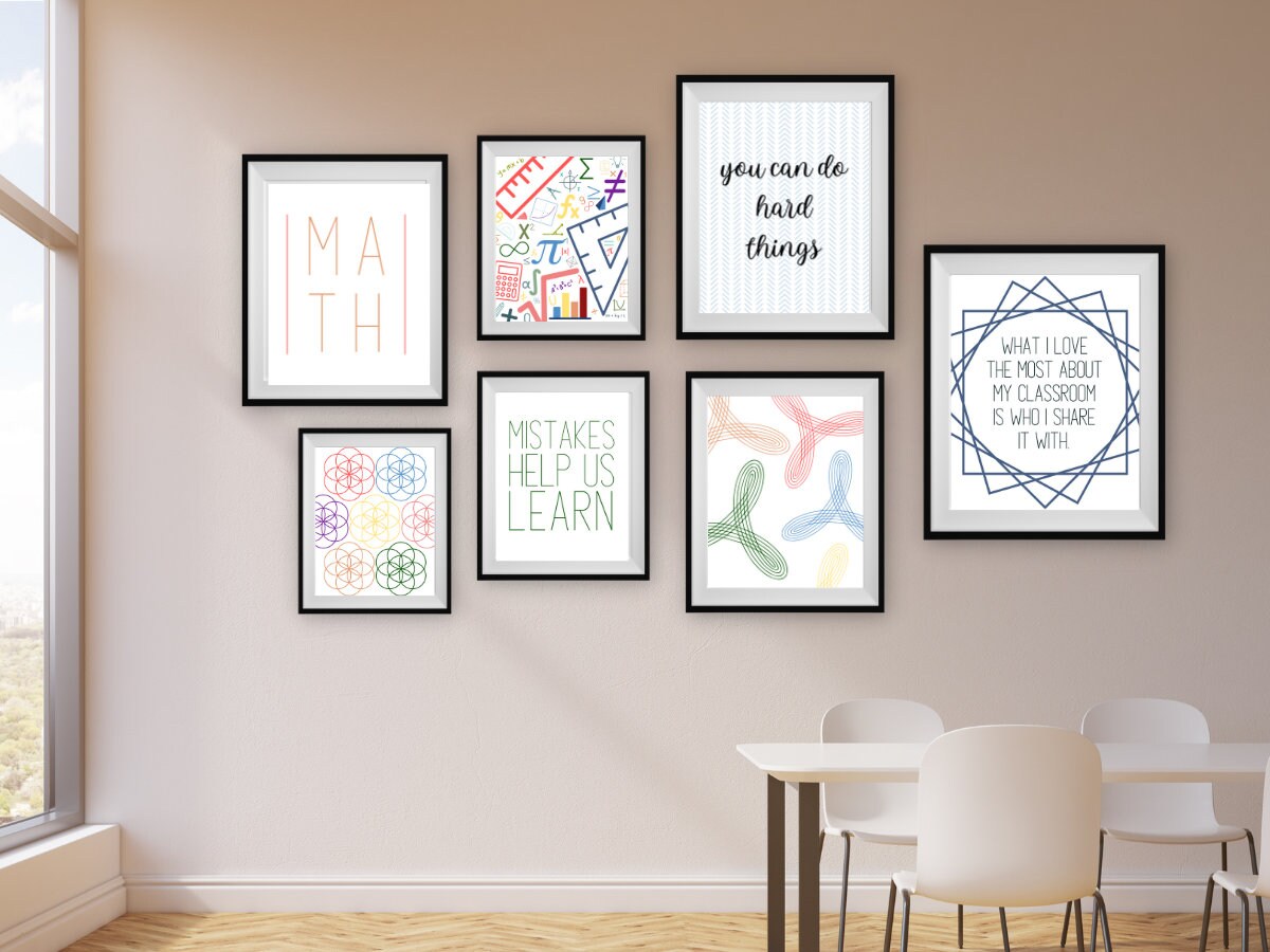 7 Multicolor Educational Posters for High School Math Classroom ...