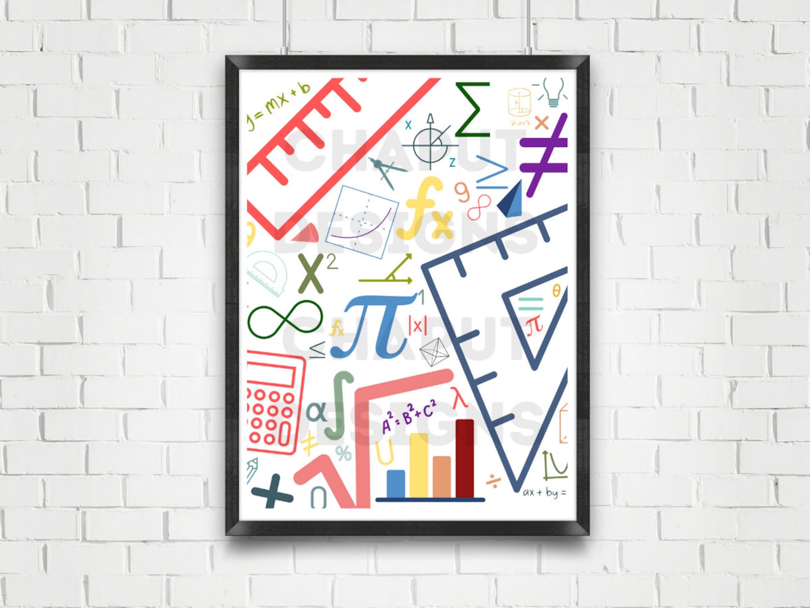 7 Multicolor Educational Posters for High School Math Classroom ...