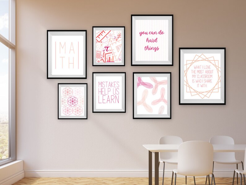 7 Educational Posters for High School Math Classroom Pink, Printable ...