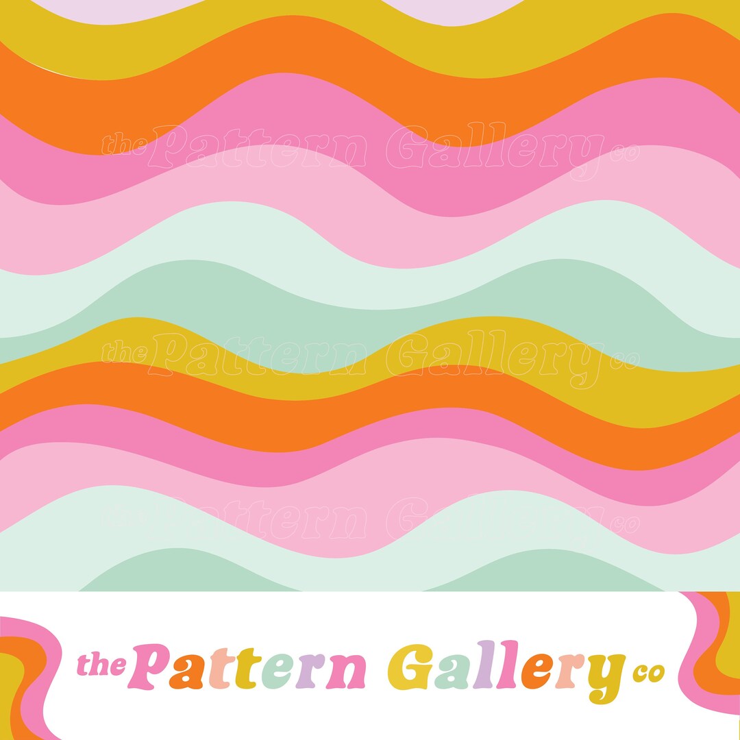 Retro Waves Funky Seamless Repeat Pattern - Digital Download for ...