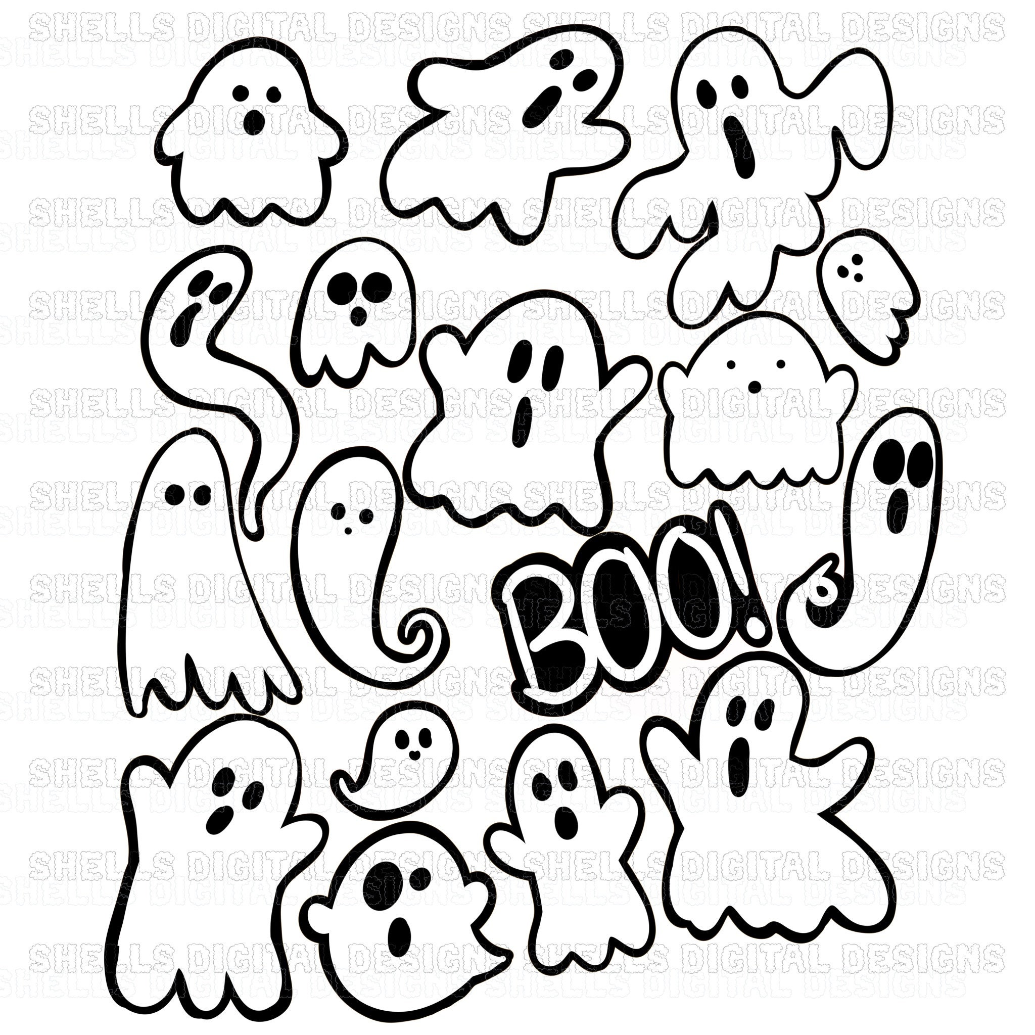 Ghost Sticker Sheet Printable PNG Cricut Stickers Halloween Ghosts Cute ...
