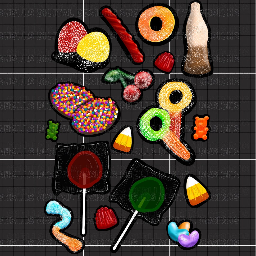 Candy Sticker Sheet Printable PNG Cricut Print and Cut Stickers File ...