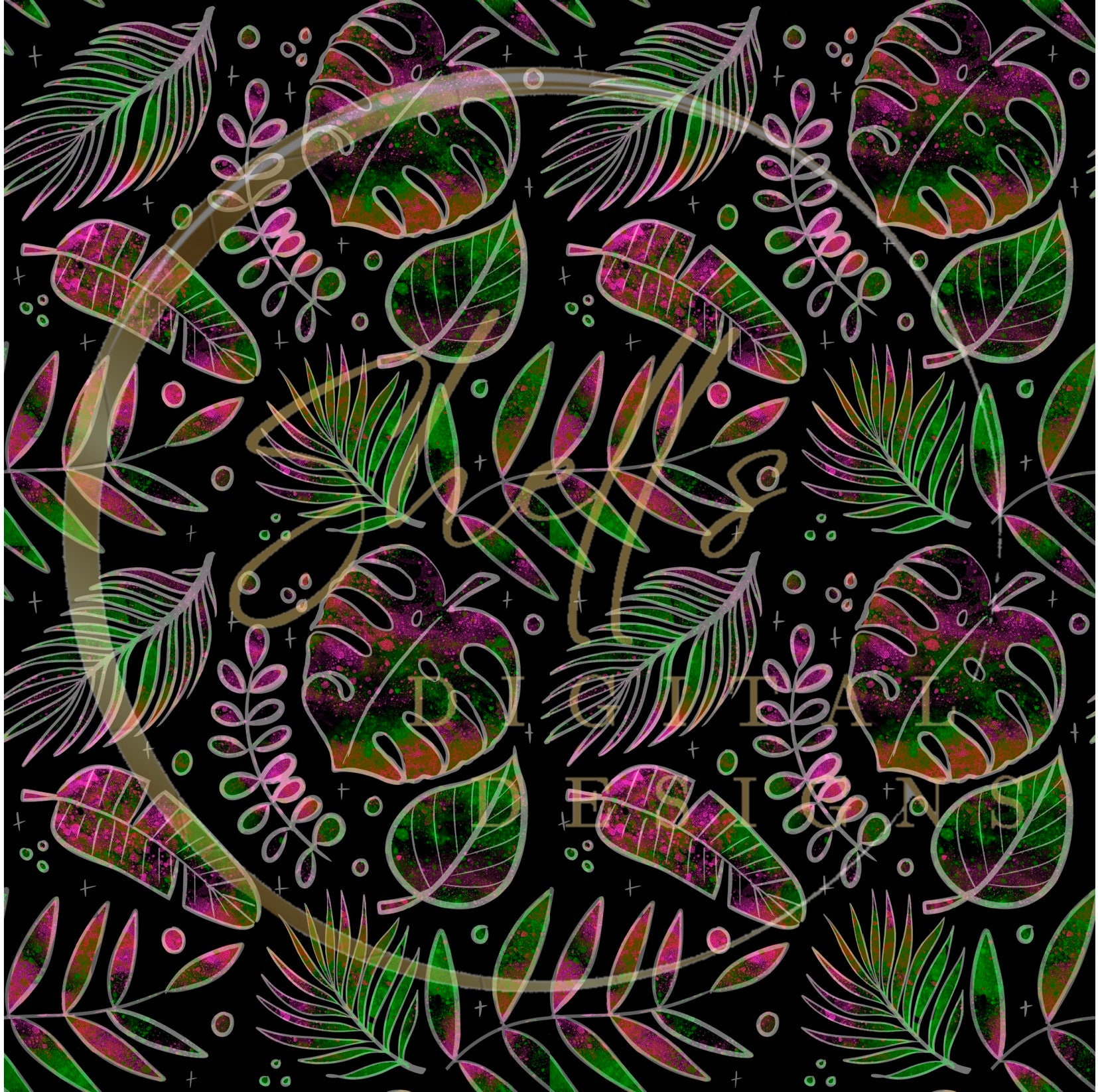 Paint Splatter Leaves Seamless Digital Download 4 Colours PNG Cricut ...