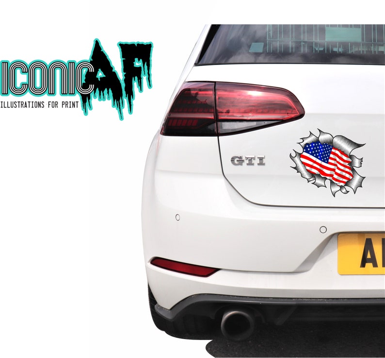 Ripped Metal Design With American Stars and Stripes USA Flag - Etsy