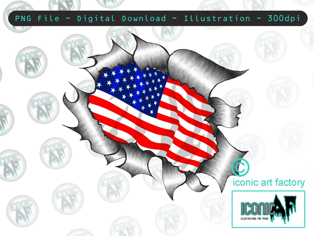 Ripped Metal Design With American Stars and Stripes USA Flag - Etsy