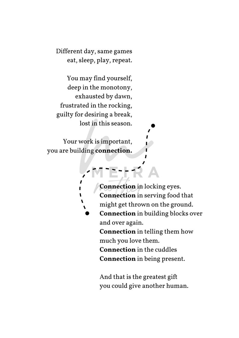 Connection in the Monotony Motherhood Piece Printable Poem/digital ...
