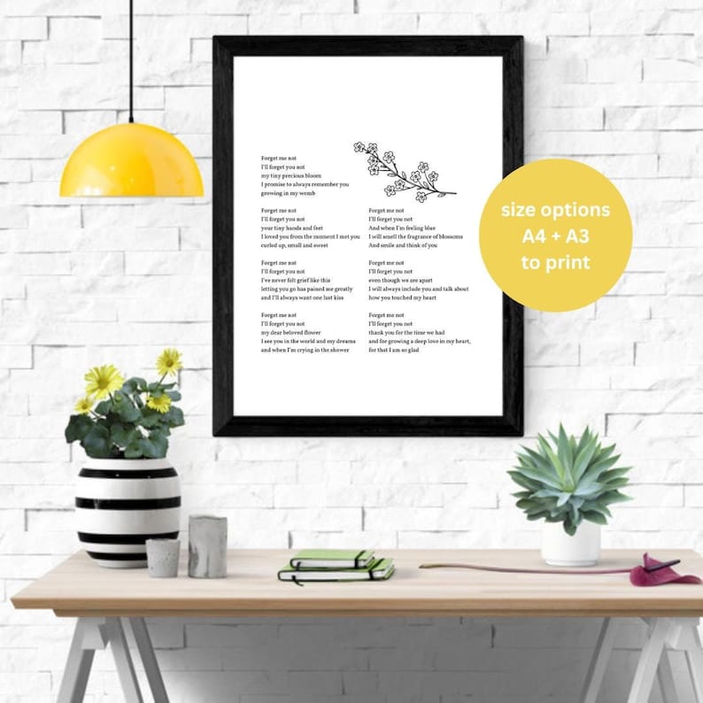 Forget Me Not Poem Print – Memorial Gift, Infant Loss (digital Download ...