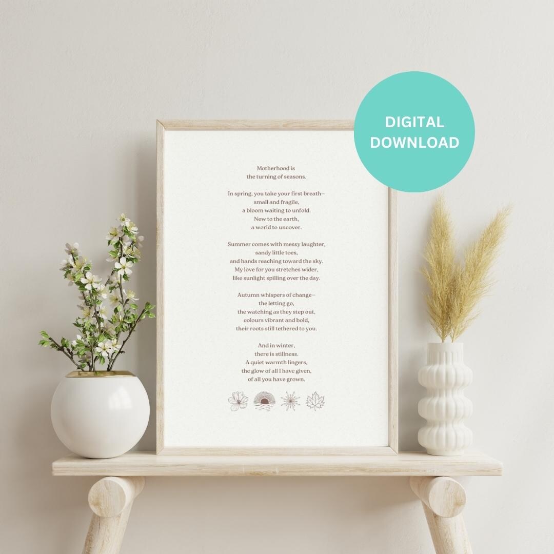 The Turning of Seasons - Printable Poem/digital Download, Motherhood ...