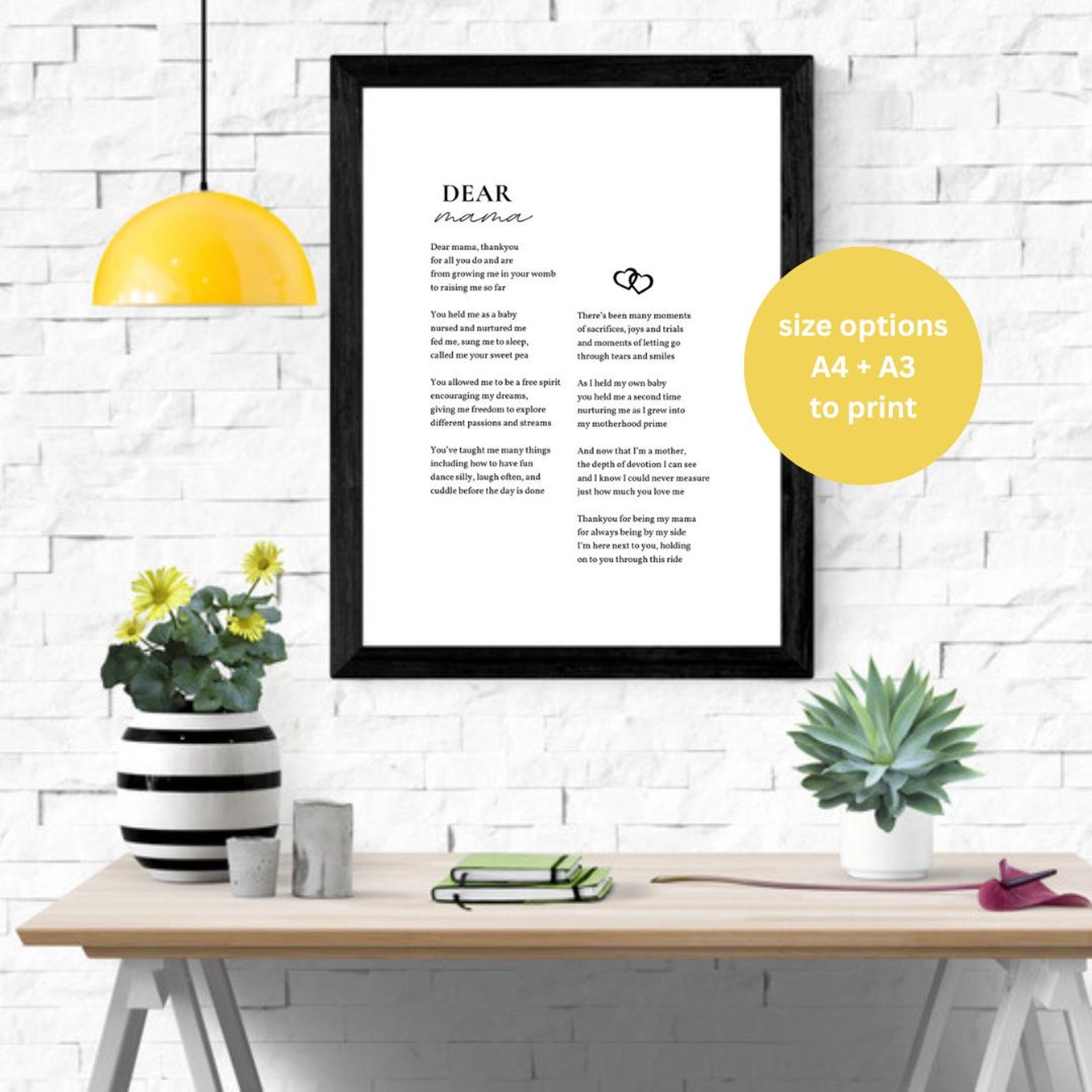 Dear Mama Poem Print – Mother's Day Gift, Motherhood Art (digital ...