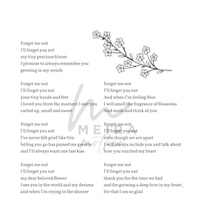 Forget Me Not Poem Print – Memorial Gift, Infant Loss (digital Download ...
