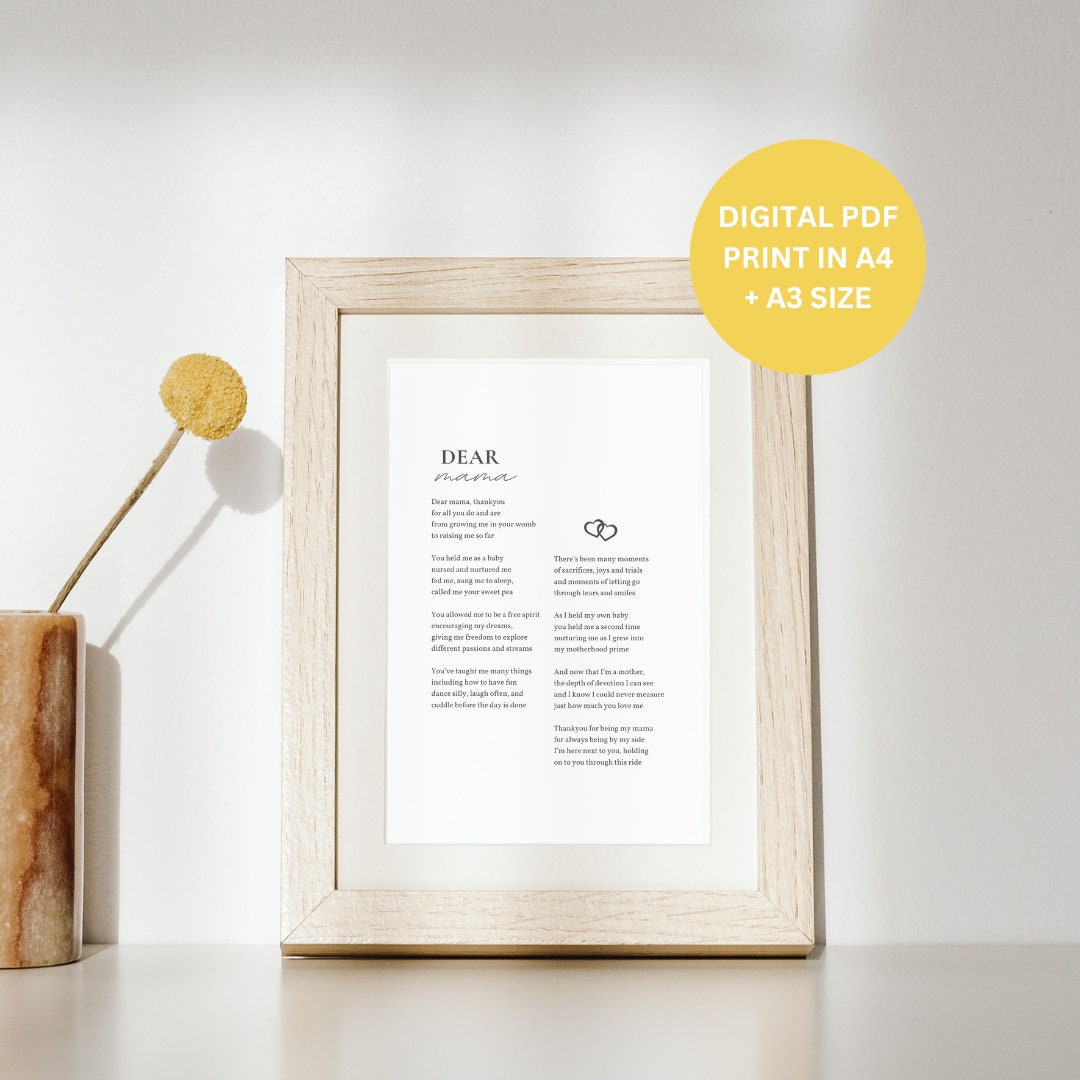 Dear Mama Printable Poem/digital Download, Poetry, Poem, Motherhood ...