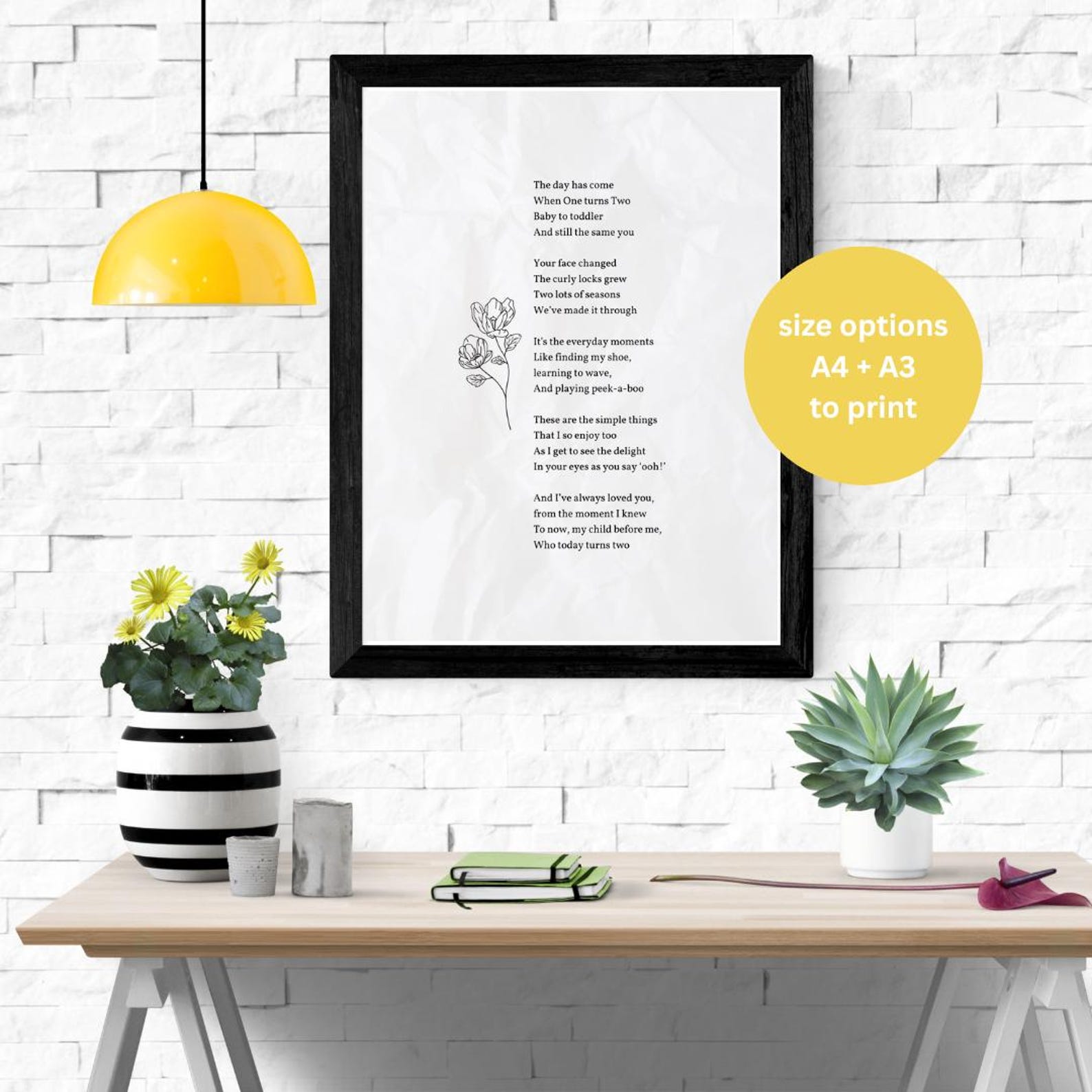 Two - Second Birthday Piece - Printable Poem/digital Download ...