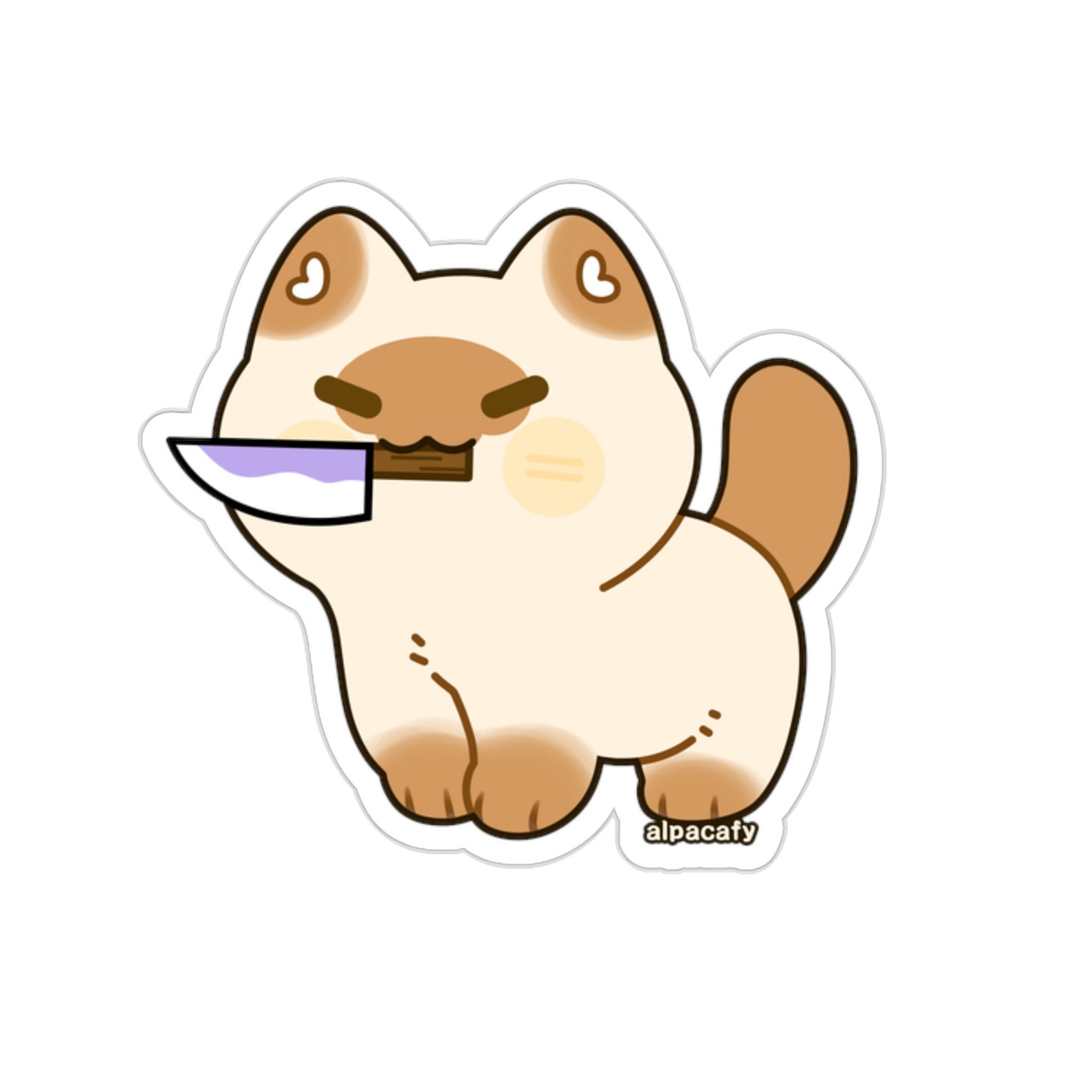 Cat With Knife Vinyl Sticker Laptop Stickers Cute Stickers - Etsy