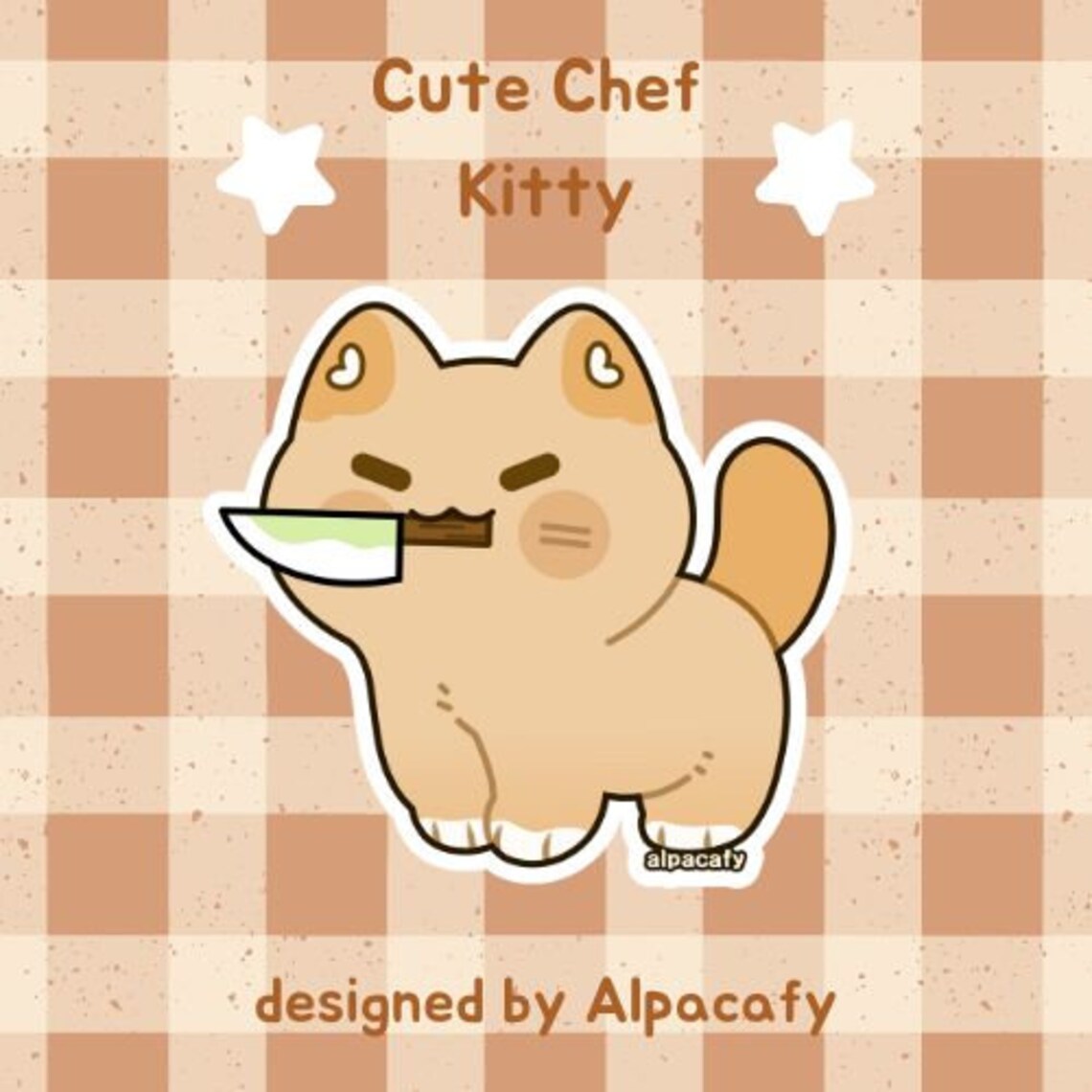 Cat With Knife Vinyl Sticker Laptop Stickers Cute Stickers Kiss-cut ...