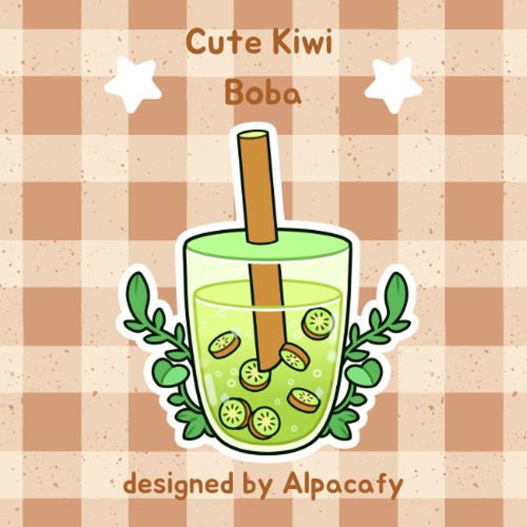 Boba Sticker Boba Sticker for Laptop Boba Tea Sticker summer Drink Kiwi ...