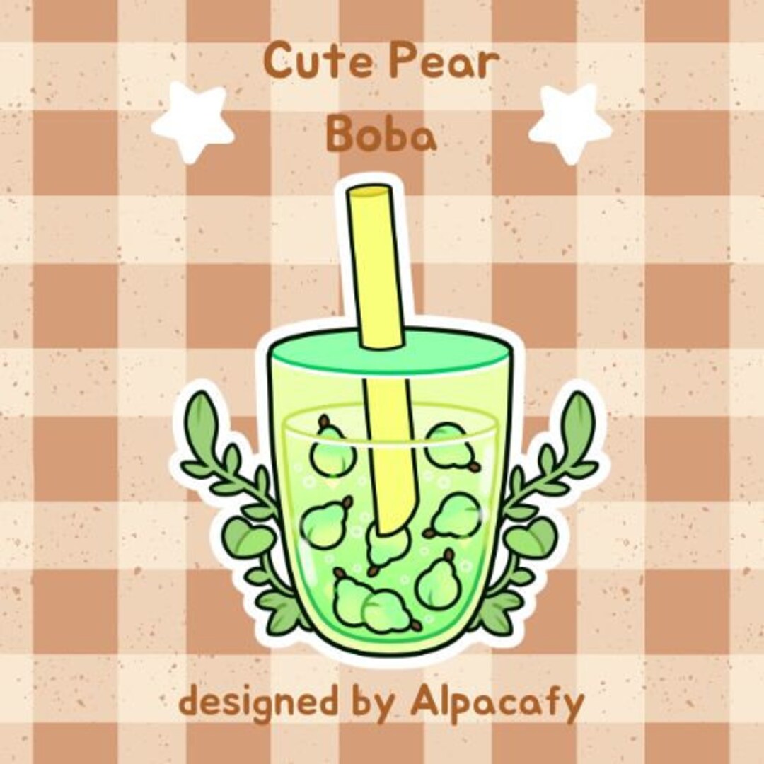 Boba Sticker Boba Sticker for Laptop Boba Tea Sticker Summer Drink Pear ...
