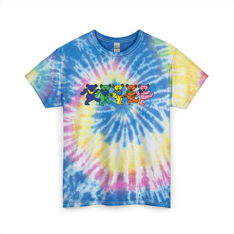 Grateful Dead Dancing Bears Tie Dye T Shirt - Vintage Rock Band Tee ...