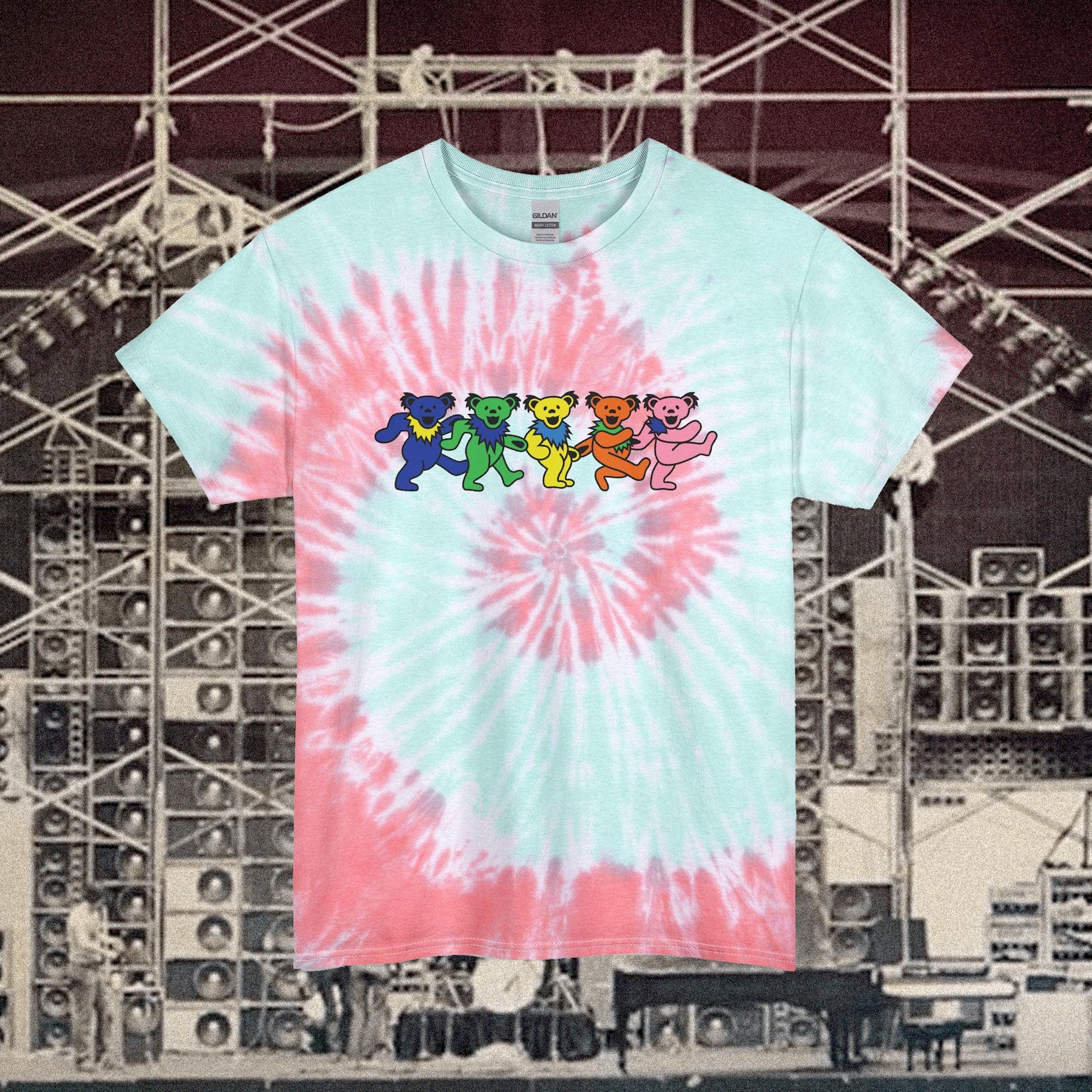 Grateful Dead Dancing Bears Tie Dye T Shirt - Vintage Rock Band Tee ...