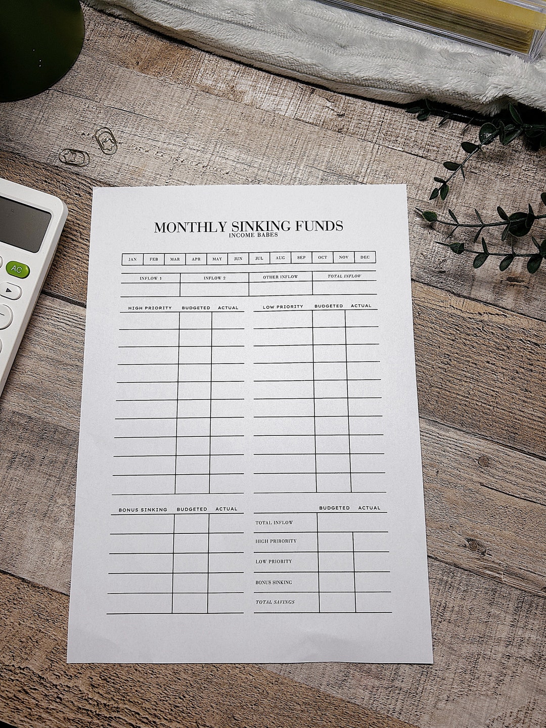 SINKING Funds TRACKER Template for Cash Stuffing Challenge Savings ...