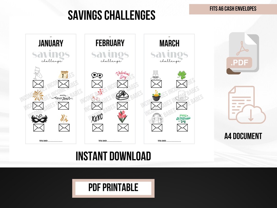 January February March NEW Savings Challenges Cash Stuffing Challenge ...