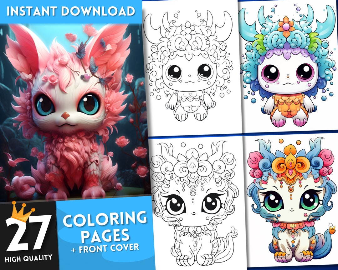 Fantasy Animals Coloring Pages for Adults and Kids (PDF) - Etsy