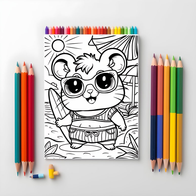 Hamster Coloring Pages: 30 Cute Animals for Kids (PDF) - Etsy