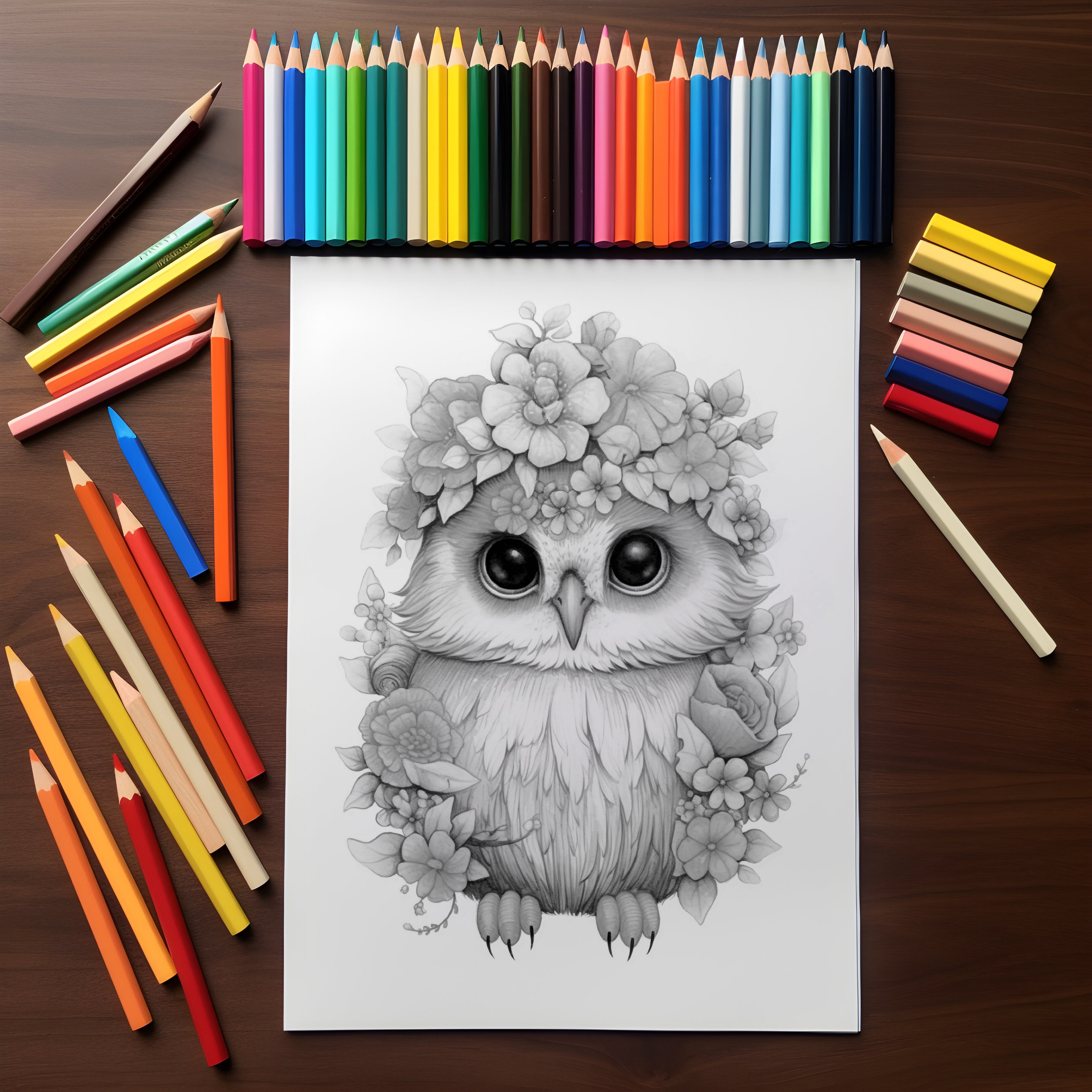 Fantasy Owl Coloring Book for Adults, 26 Pages (PDF) - Etsy