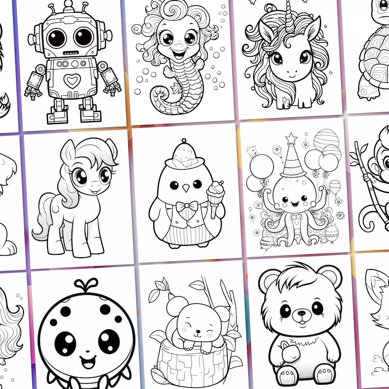 Coloring Pages for Kids Printable Coloring Book Kawaii Animals Coloring ...