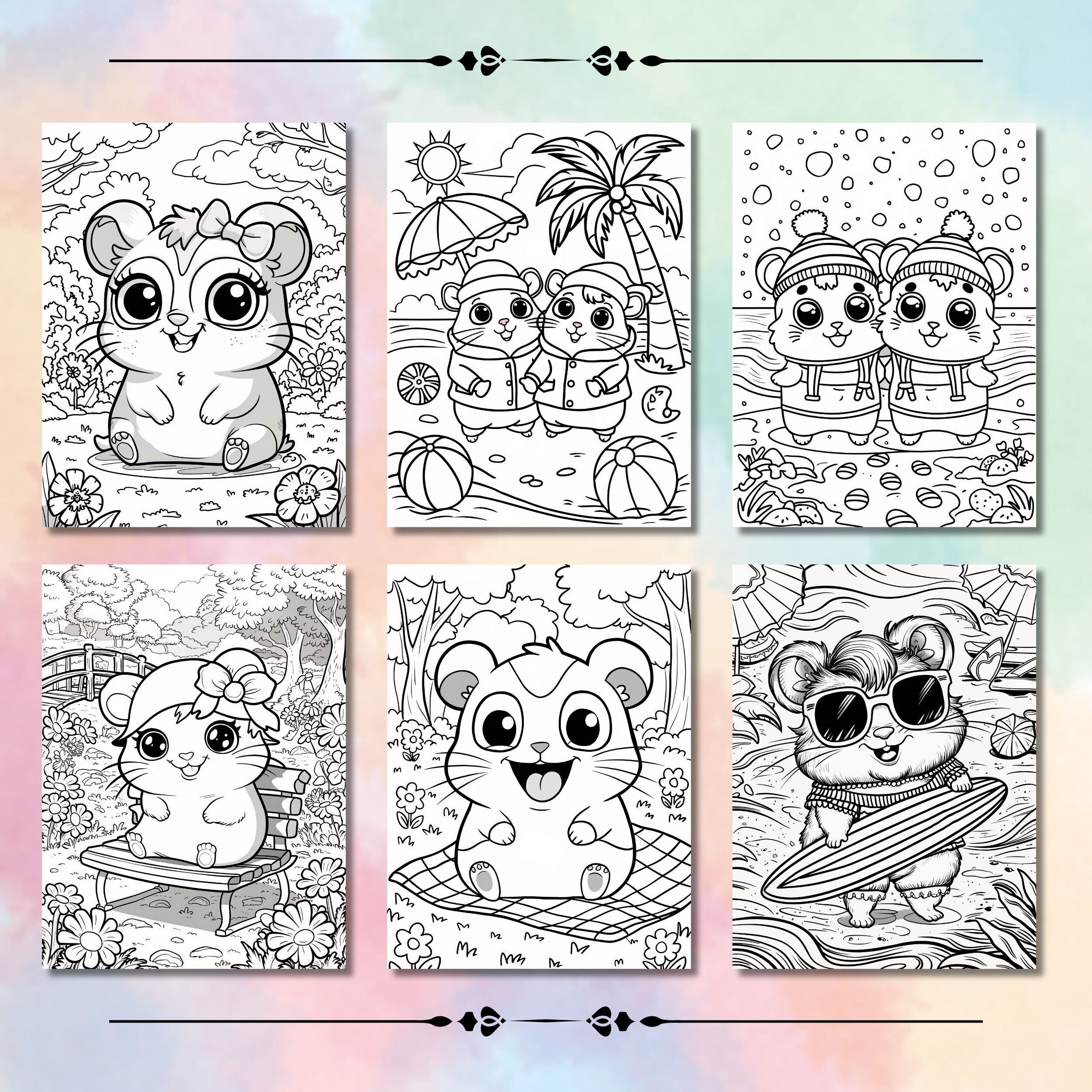 Hamster Coloring Pages: 30 Cute Animals for Kids (PDF) - Etsy