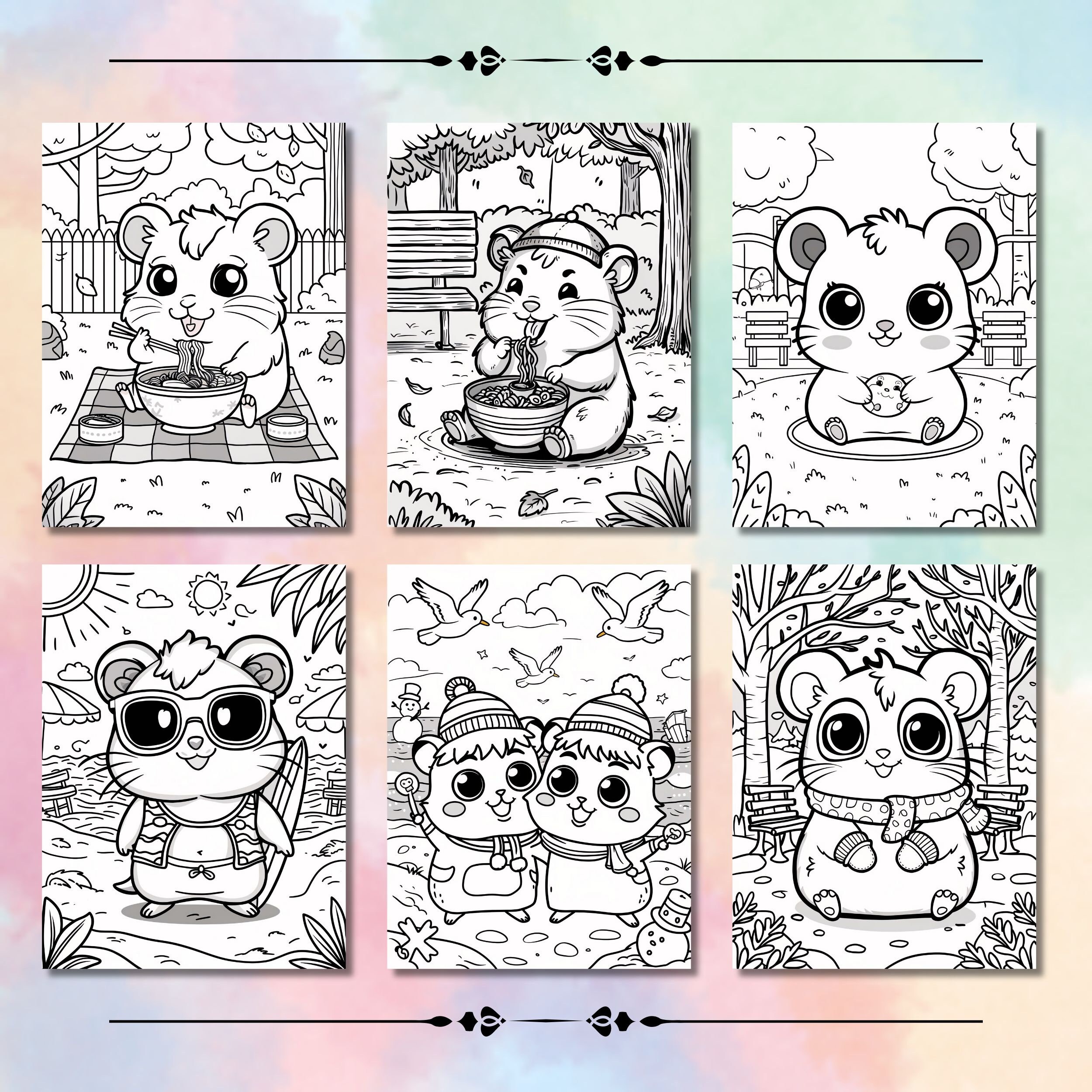Hamster Coloring Pages: 30 Cute Animals for Kids (PDF) - Etsy