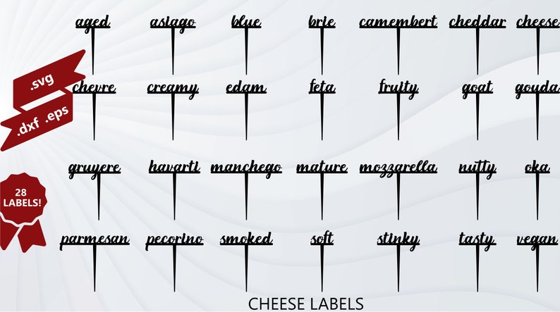 28 Cheese Labels SVG Vector DXF EPS File for Cnc and Laser Files and ...