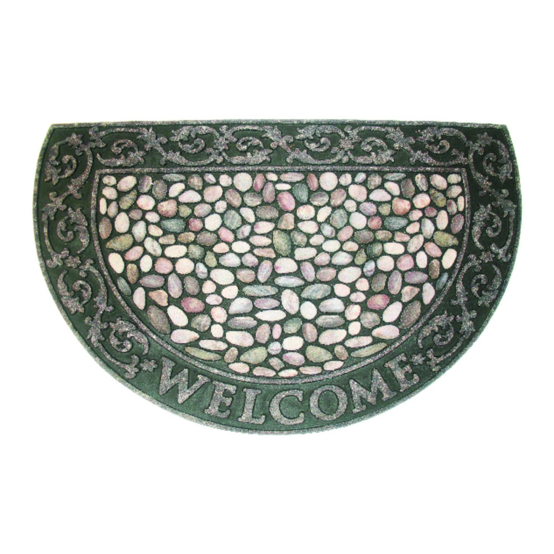 Pebbles Print With Welcome Rubber Door Mat Entranceway Front Door Patio ...