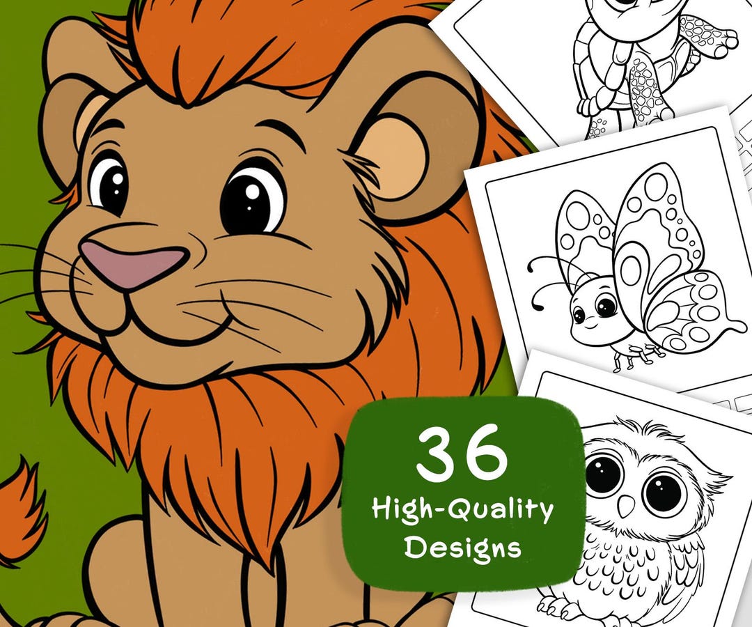 Critter Color Coloring Pages, 36 Cute and Cozy Illustrations, Printable ...