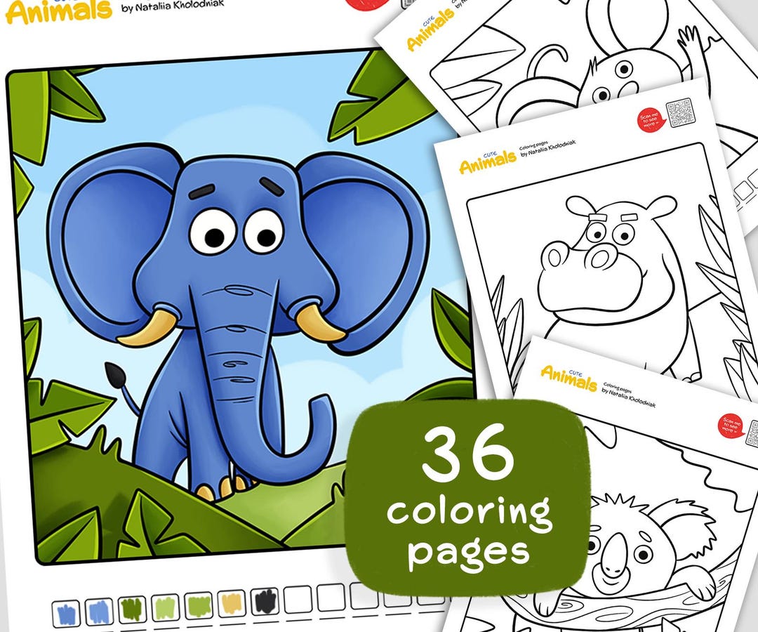 Cute Animals Coloring Pages – 36 Kids & Adults Printable Sheets (PDF ...