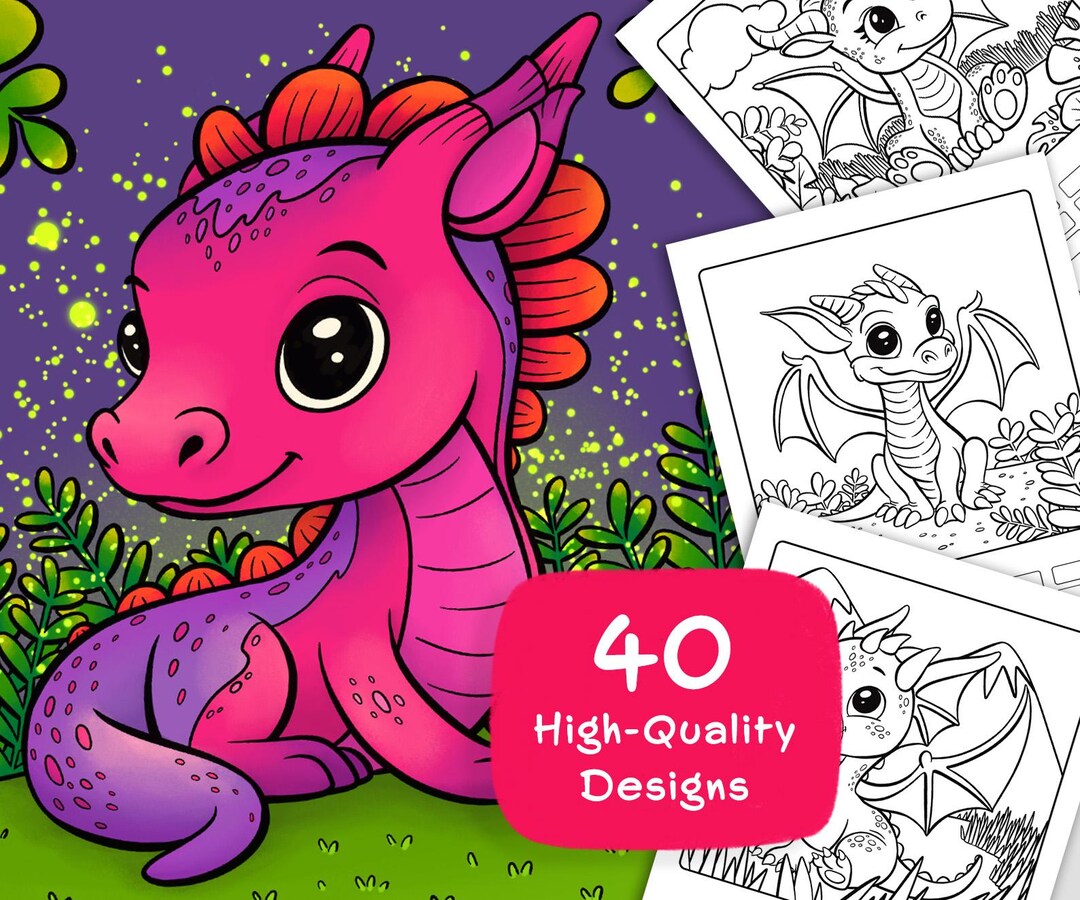 Cute Dragons Coloring Pages – 40 Printable Coloring Sheets for Kids ...