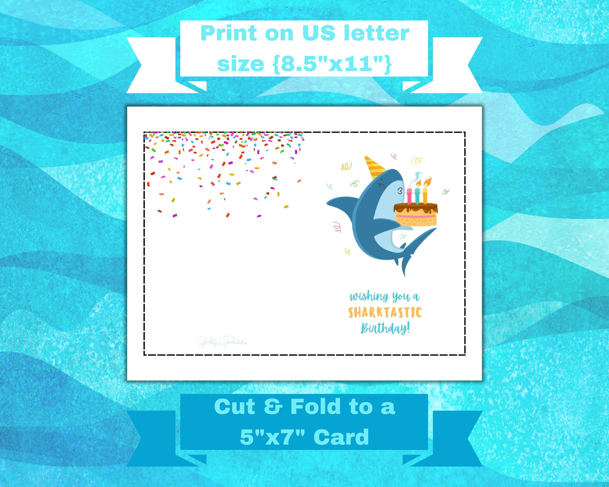 Funny Shark Printable Birthday Card Shark Birthday Card - Etsy