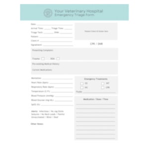 Veterinary Emergency ER Triage Intake Form Printable, Vet Clinic ...