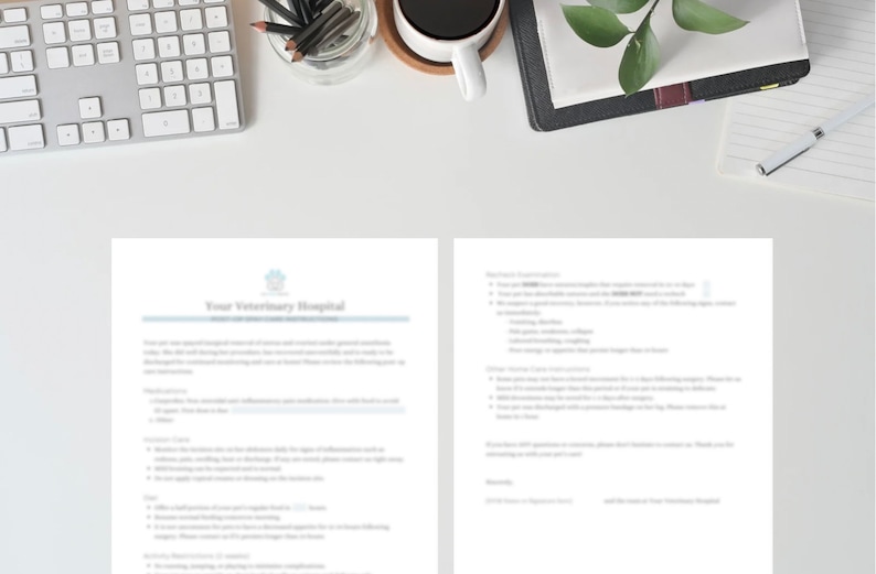 Spay Neuter Discharge Vet Clinic Post-op Care Instructions Vet Clinic ...