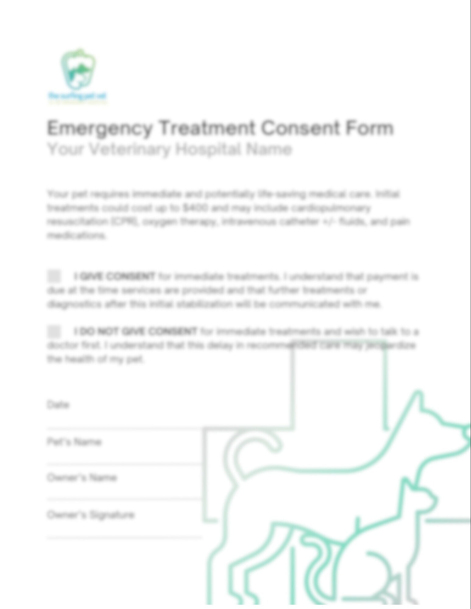 Emergency Treatment and CPR Consent Form for Veterinarians and - Etsy UK
