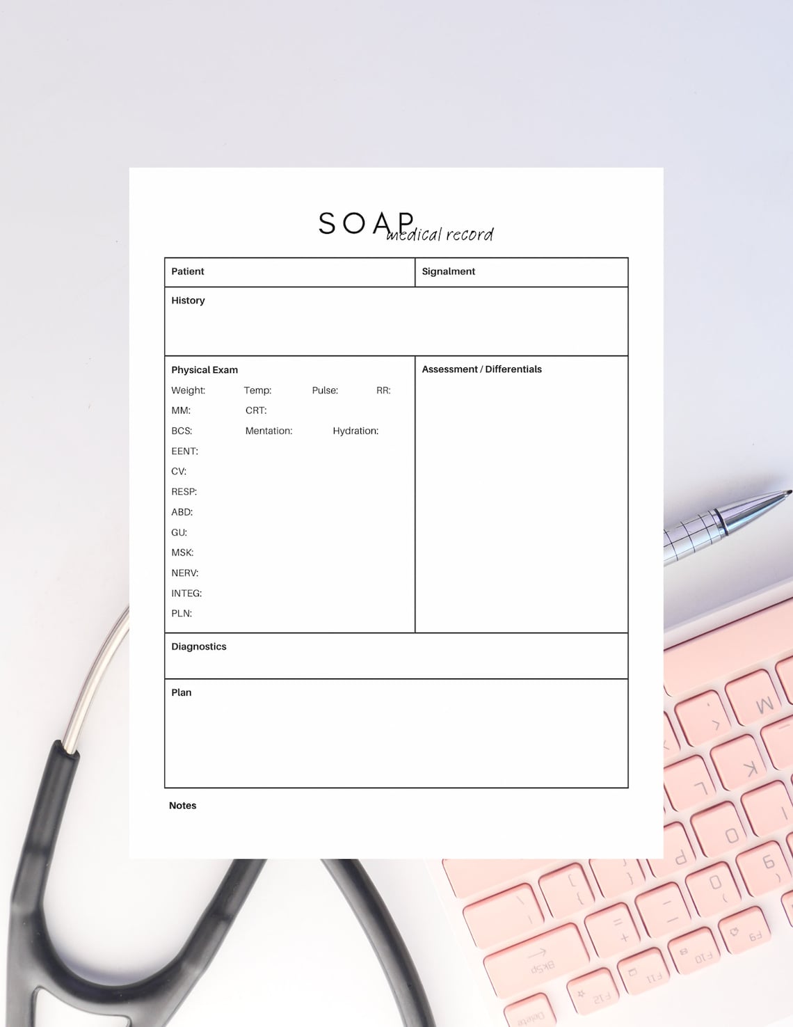 SOAP Template Vet Student Clinical Clinics NAVLE Study Veterinarian ...