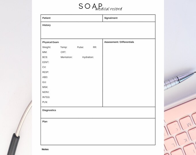 SOAP Template Vet Student Clinical Clinics NAVLE Study Veterinarian ...
