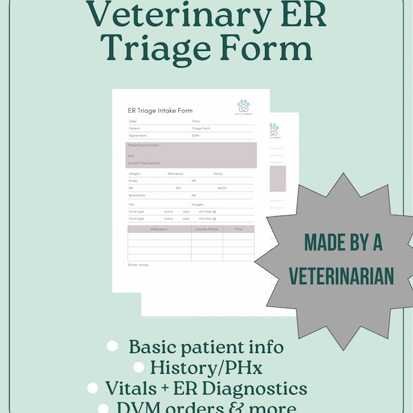 Er Triage Sheet - Etsy