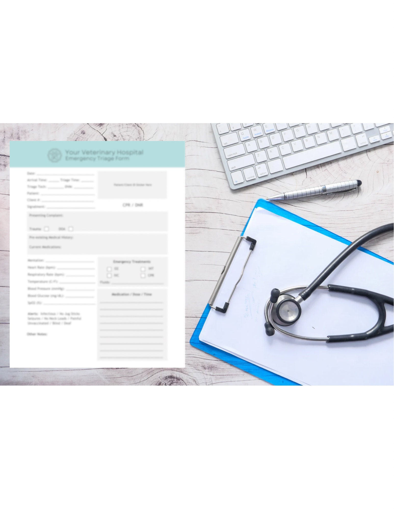 Veterinary Emergency ER Triage Intake Form Printable, Vet Clinic ...