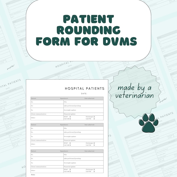 Veterinary Triage Form for Veterinary Clinic Office Vet Urgent Care ...