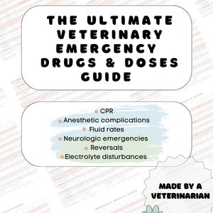 Vet Emergency Drug Chart, ER CPR Table, Veterinary Drug Dose Guide, Vet ...