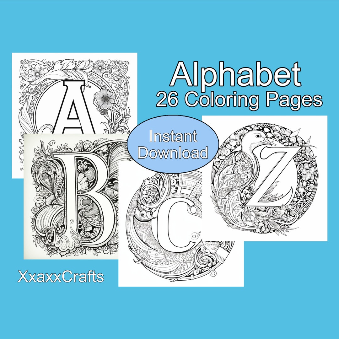 Fancy Alphabet Coloring Book Pages - Etsy