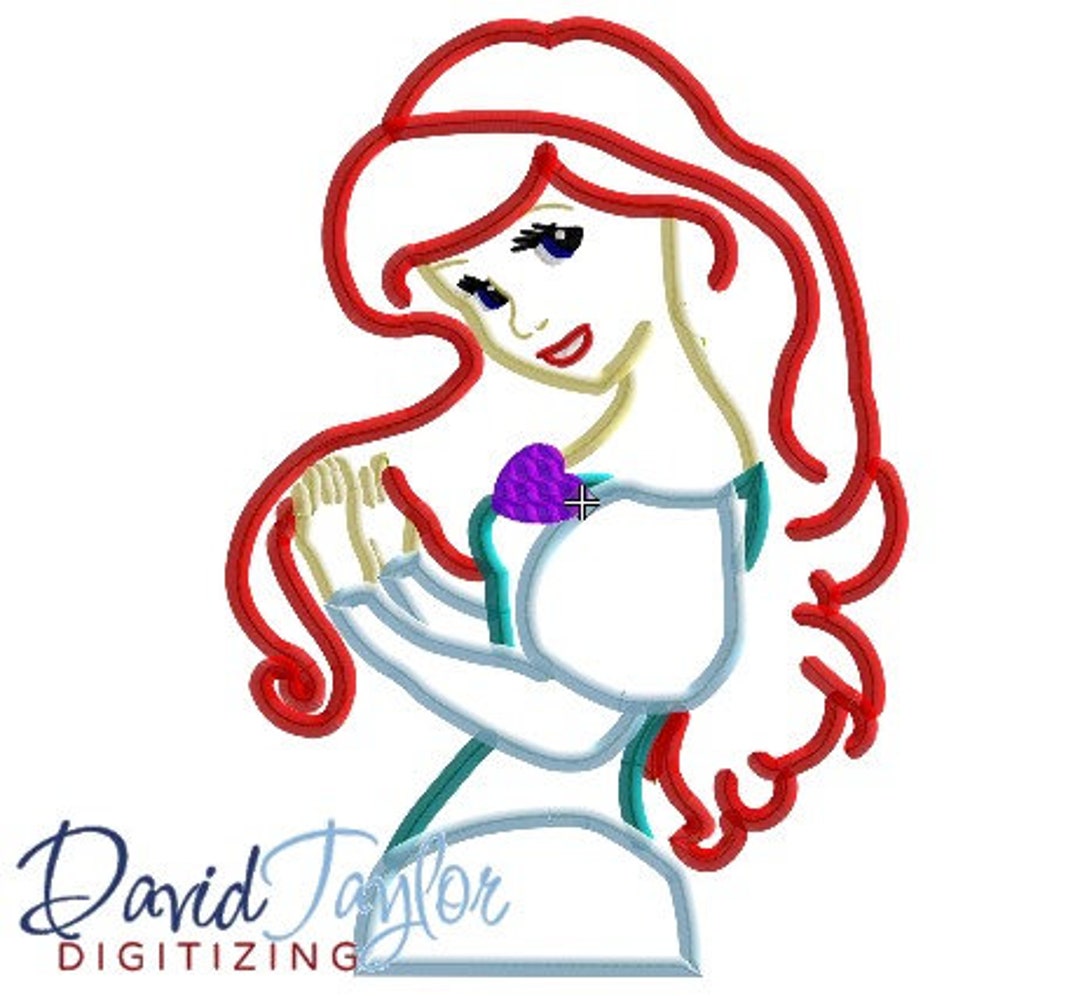Ariel Bust Applique Embroidery Designs 4x4 5x7 6x10 7x10 in 9 Formats ...