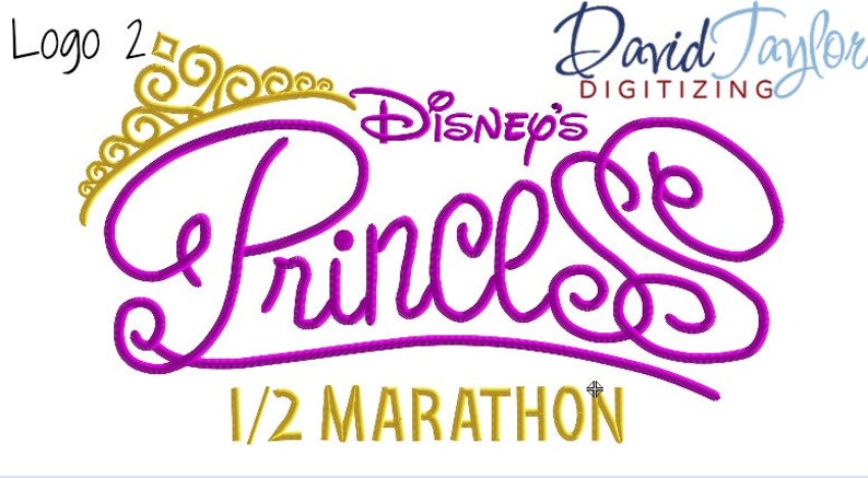 Rundisney Princess Logo 3 Versions 4x4 5x7 6x10 7x10 8x10 Applique ...