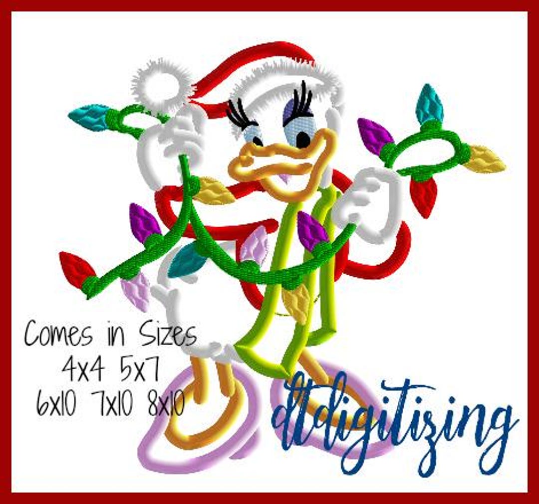 Christmas Lights Daisy Duck Applique Embroidery Design 4x4 5x7 6x10 ...