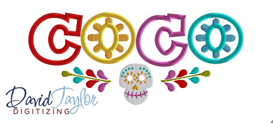 Coco Logo Applique Embroidery Design Instant Download 4x4 5x7 6x10 2 ...